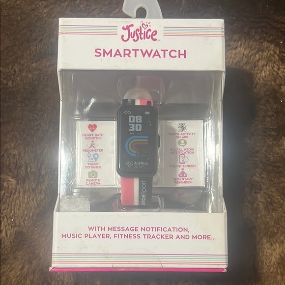 Justice | Wearables | Justice Black And Pink Smartwatch With Sleek ...